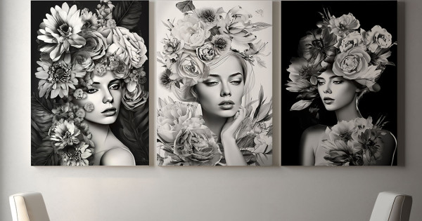 Femei si Flori - Set 3 Tablouri | ViZIO ⭐⭐⭐⭐⭐